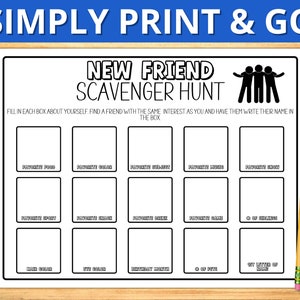 Back to School New Friend Scavenger Hunt Find Someone Who - Etsy