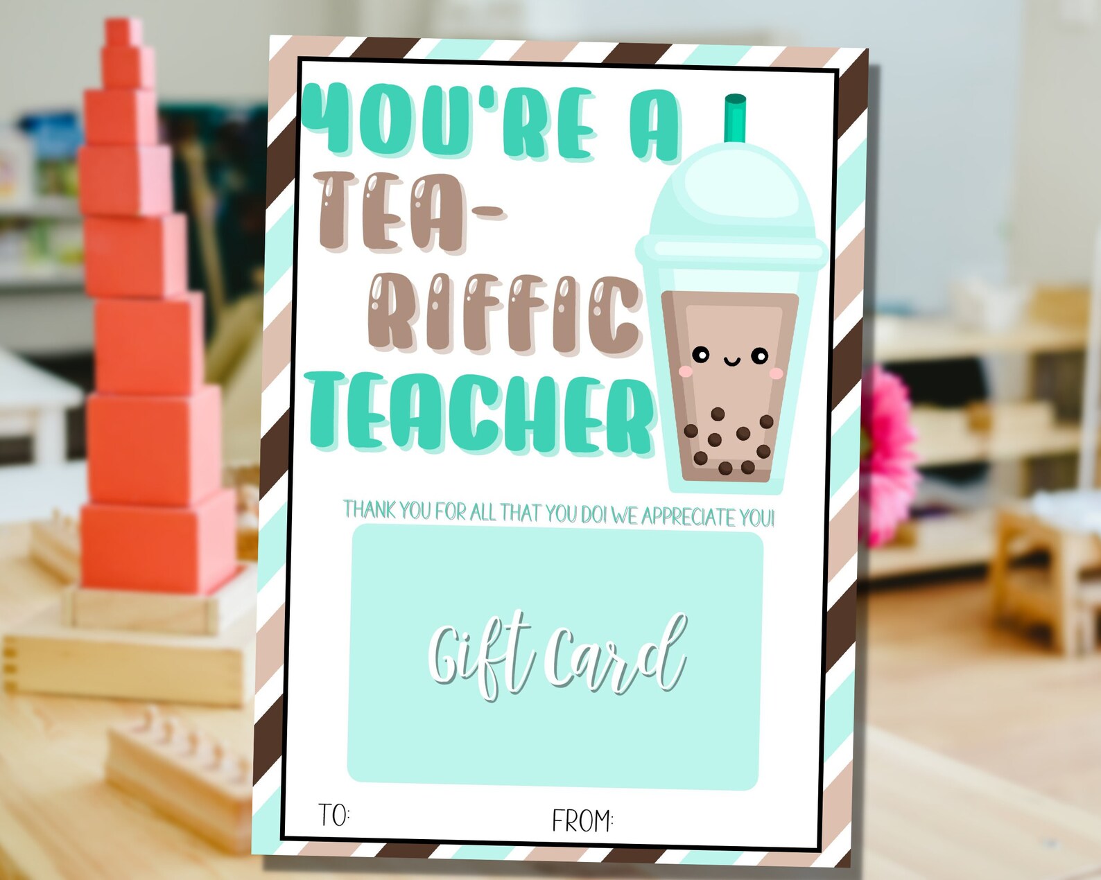 End of the School Year Gift Card Holder Printable Tea-riffic - Etsy