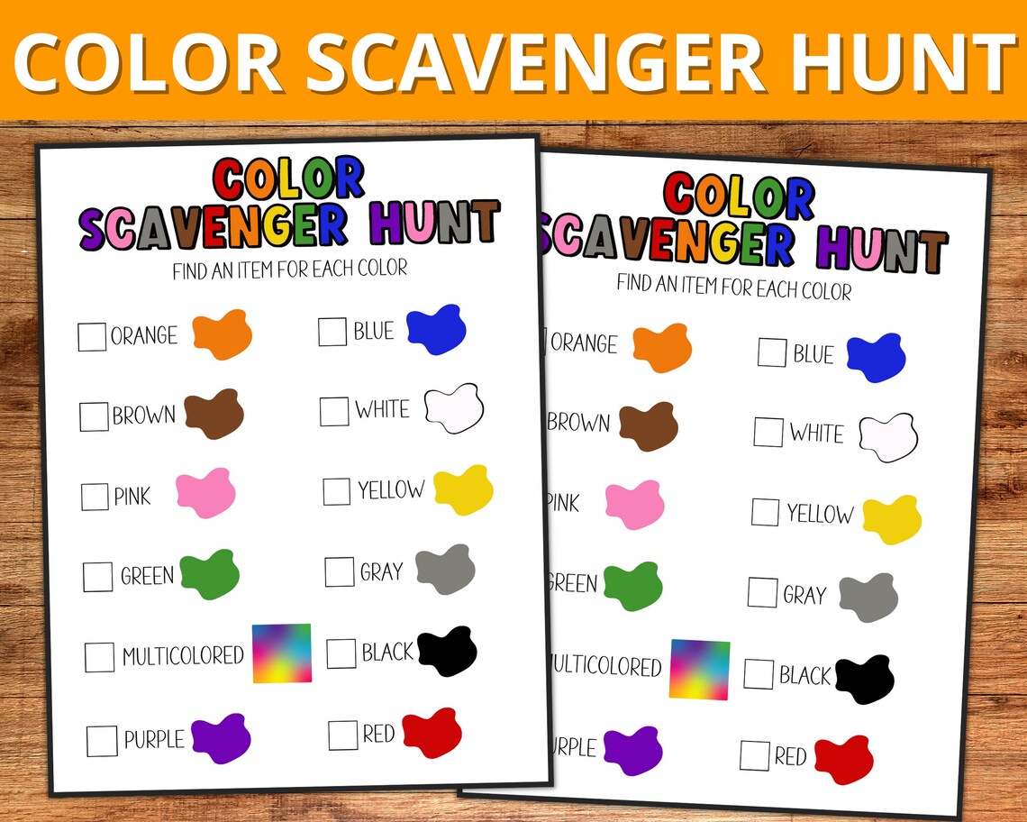 Color Scavenger Hunt Road Trip Scavenger Hunt Printable for - Etsy