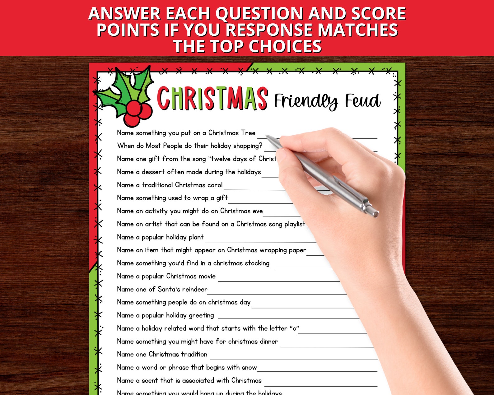 Christmas Friendly Feud Game, Holiday Friendly Feud, Christmas Trivia ...