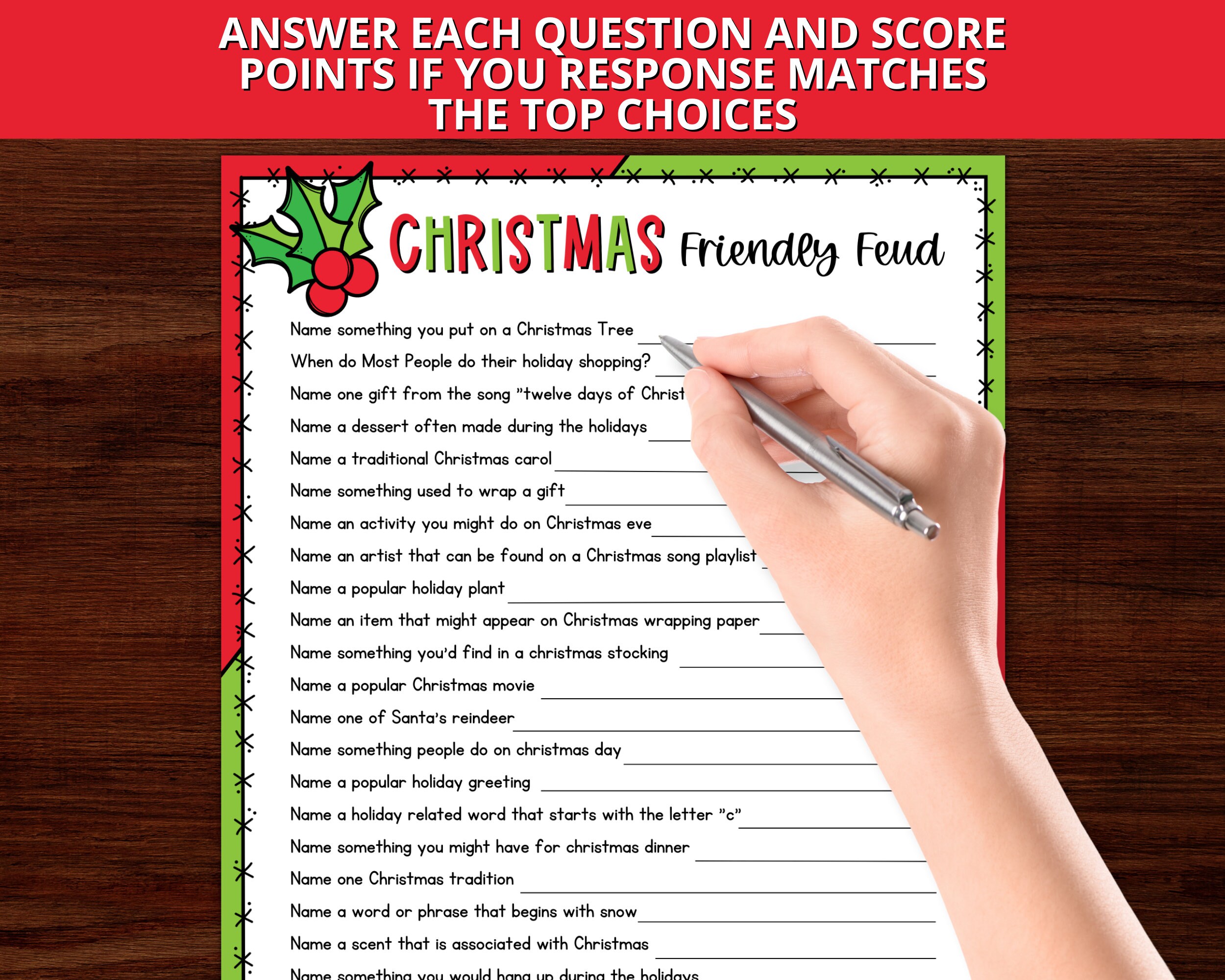 Christmas Friendly Feud Game, Holiday Friendly Feud, Christmas Trivia ...