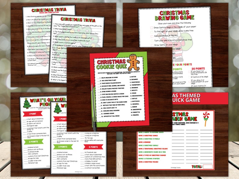 Holiday Party Games for Large Groups, Christmas Party Game Bundle ...