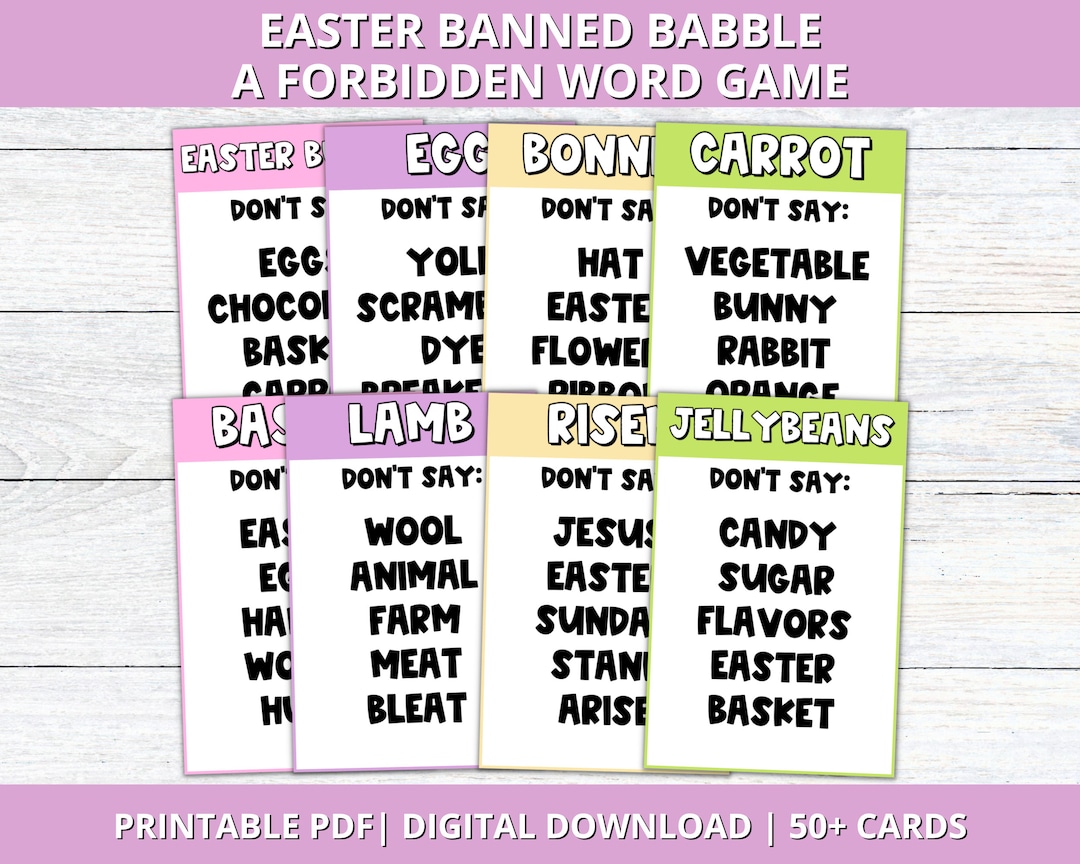 Easter Printable Party Game, Banned Babble A Forbidden Words Game ...