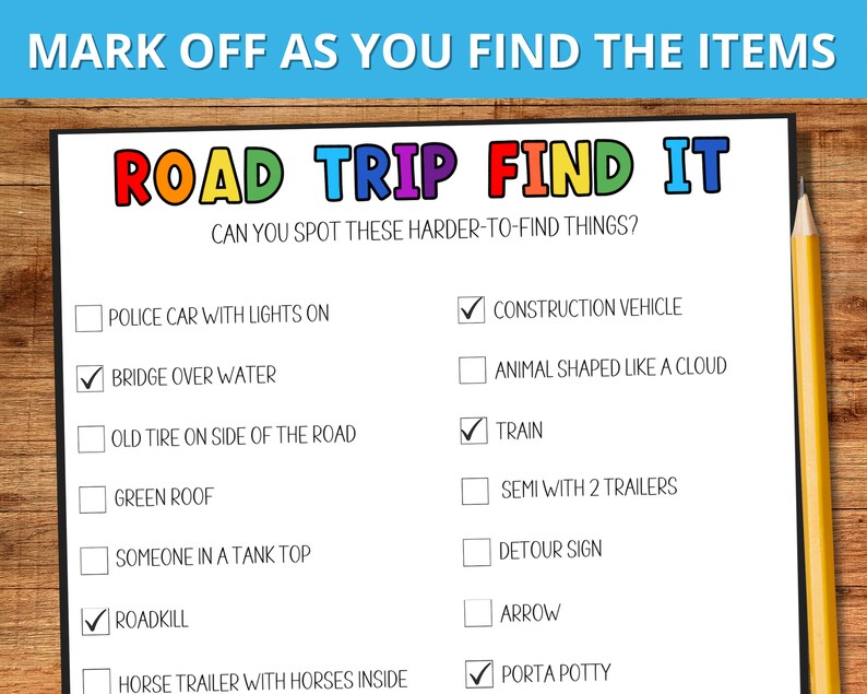 Road Trip Find It Game, Scavenger Hunt Printable for Kids, Car Ride ...
