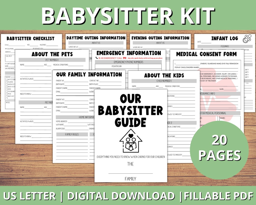 Babysitter Kit Printables, Babysitter Information Sheet, Babysitter's ...