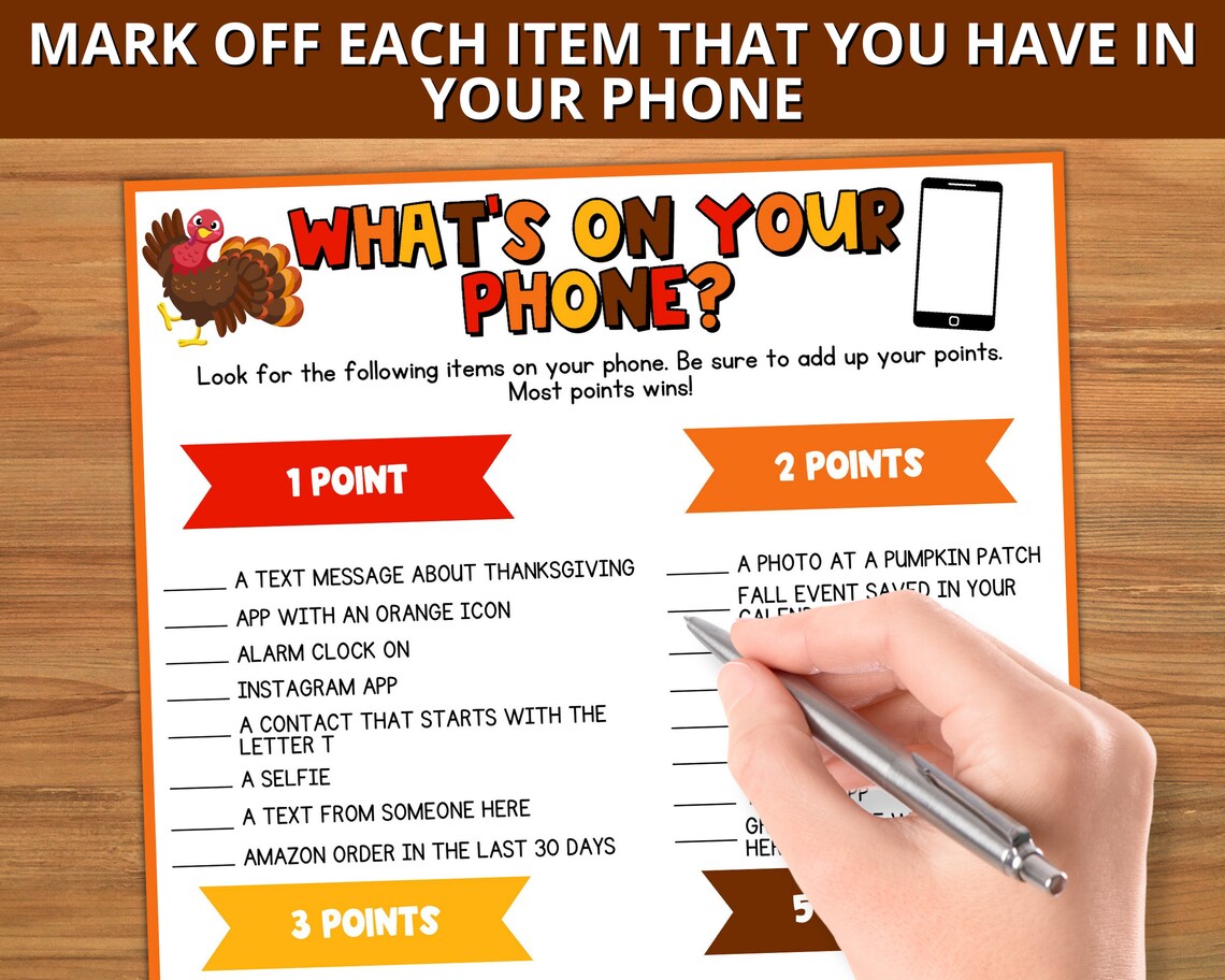 Thanksgiving What's on Your Phone Game Thanksgiving - Etsy