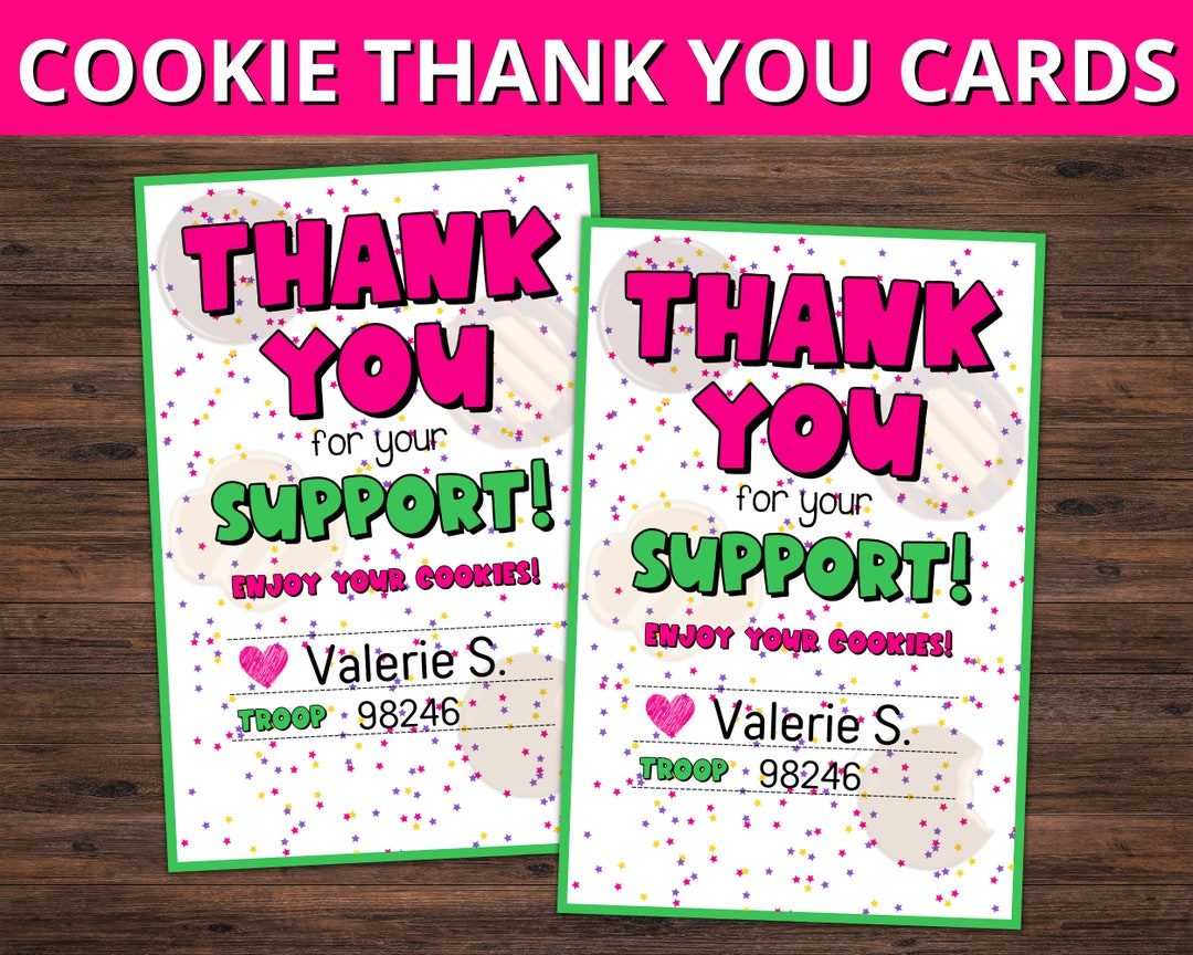 Editable Girl Scout Cookie Thank You Cards, Cookie Thank You Tags ...