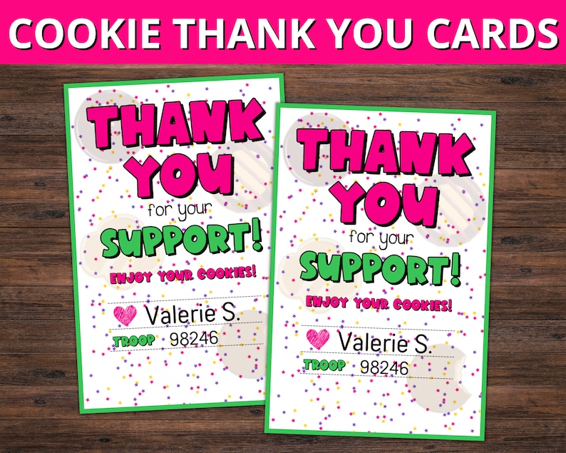 Editable Girl Scout Cookie Thank You Cards, Cookie Thank You Tags ...