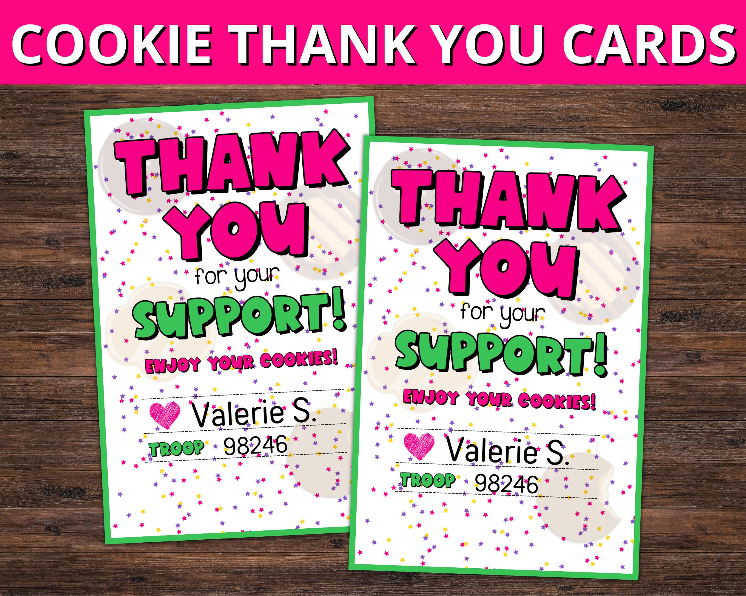 Editable Girl Scout Cookie Thank You Cards, Cookie Thank You Tags ...