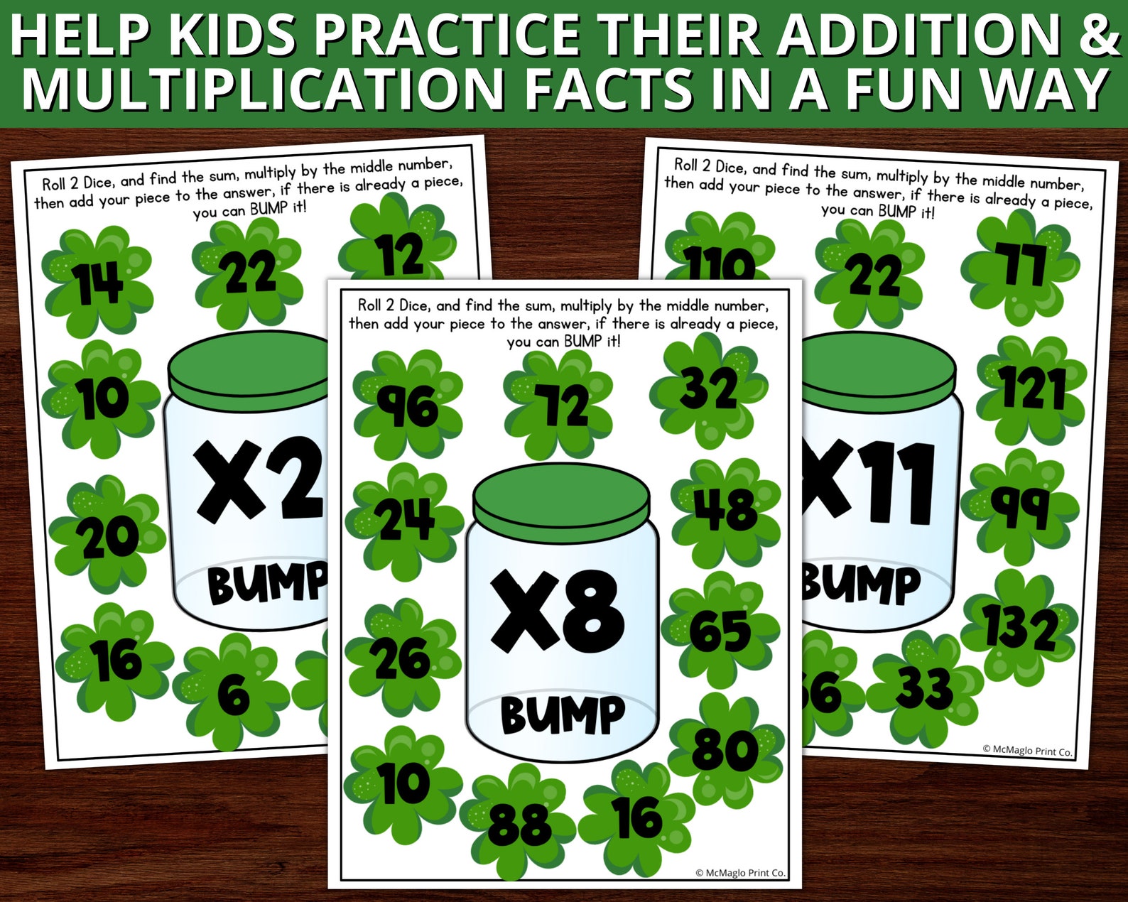 St. Patrick's Day Multiplication Bump Game, St. Patrick's Classroom ...