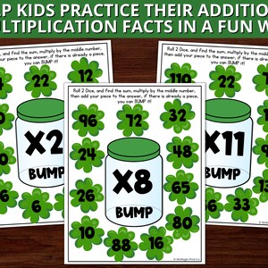 St. Patrick's Day Multiplication Bump Game, St. Patrick's Classroom ...