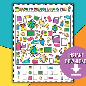 Back to School I Spy Activity for Kids, Back to School Printable, Back ...