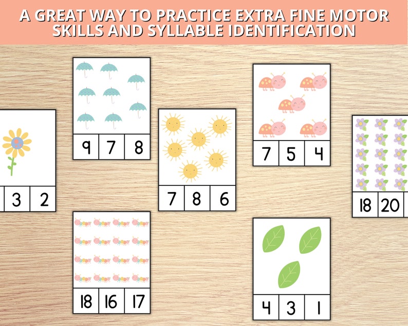 Spring Syllable Clip Cards Printable Syllable Activity - Etsy