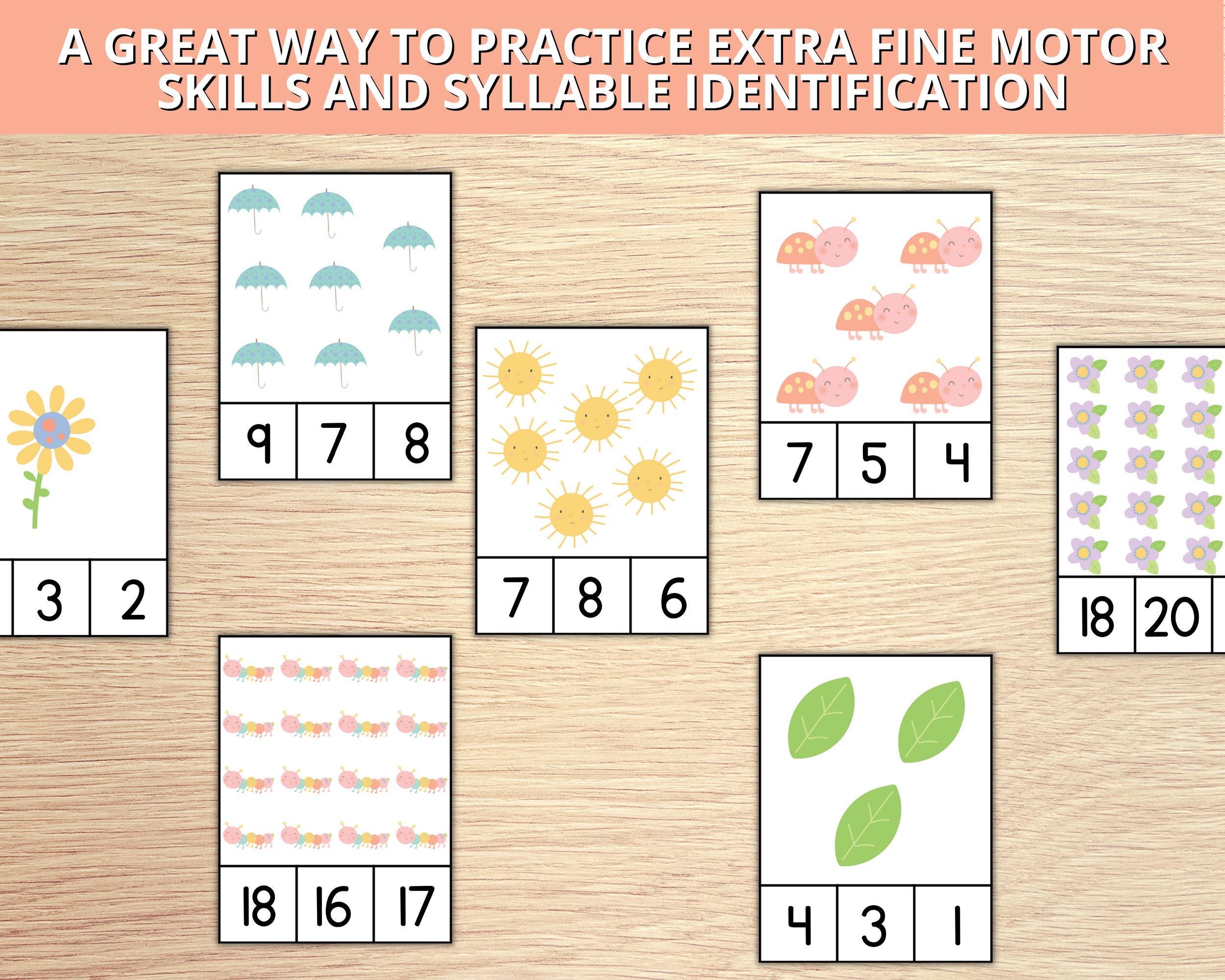 Spring Syllable Clip Cards, Printable Syllable Activity - Etsy