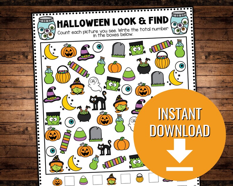 Halloween Look and Find Activity, Halloween Printable Games, Counting ...