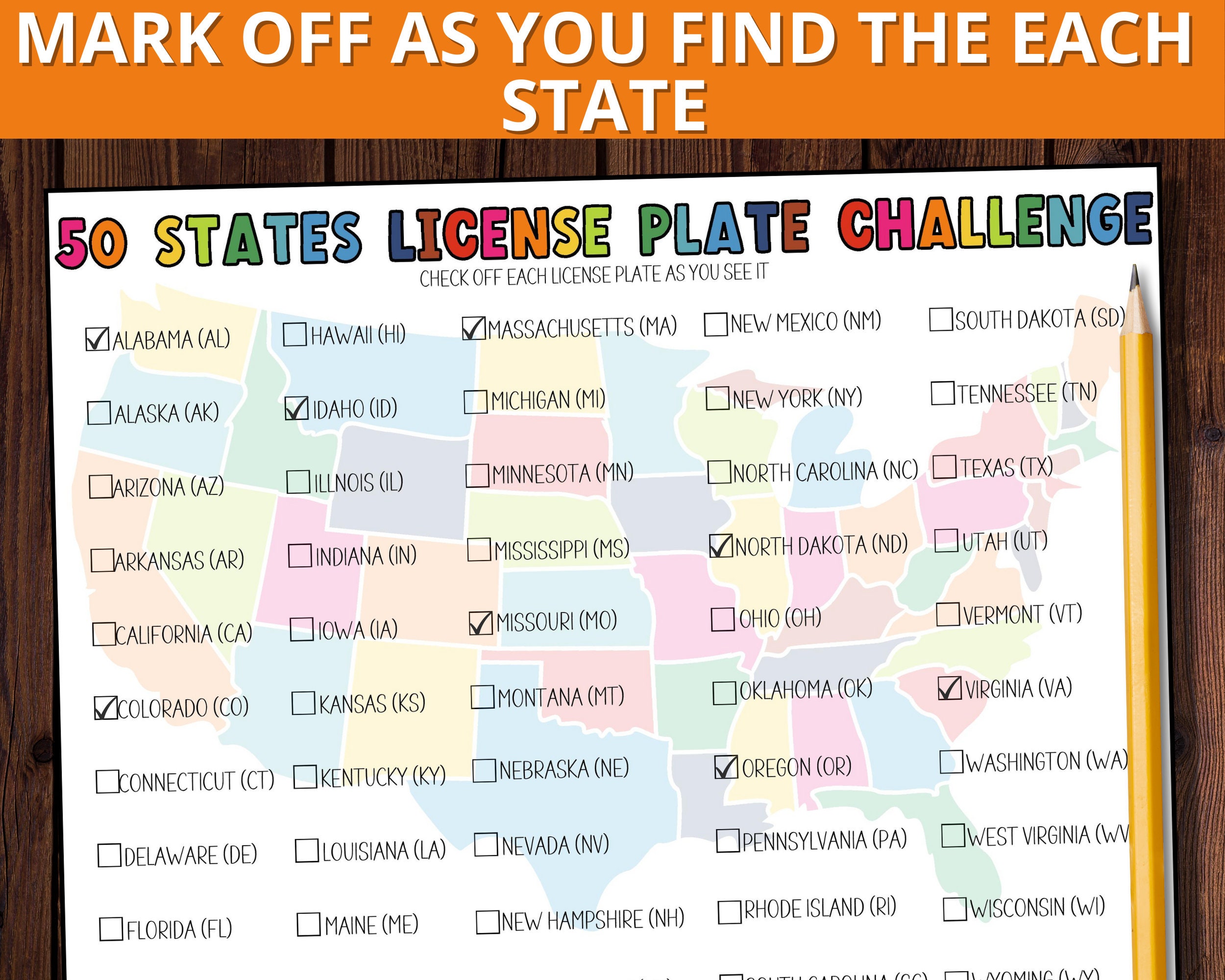 License Plate Challenge, Road Trip Printable, Kids Travel Activity - Etsy
