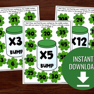 St. Patrick's Day Multiplication Bump Game, St. Patrick's Classroom ...