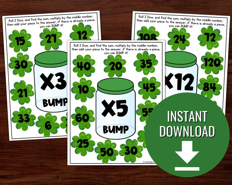 St. Patrick's Day Multiplication Bump Game, St. Patrick's Classroom ...