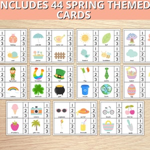 Spring Syllable Clip Cards, Printable Syllable Activity - Etsy