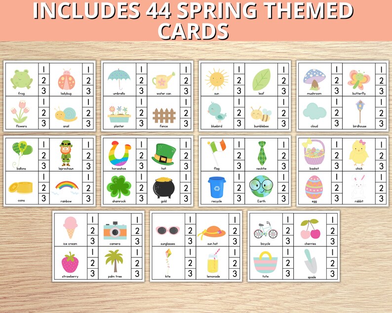Spring Syllable Clip Cards, Printable Syllable Activity - Etsy