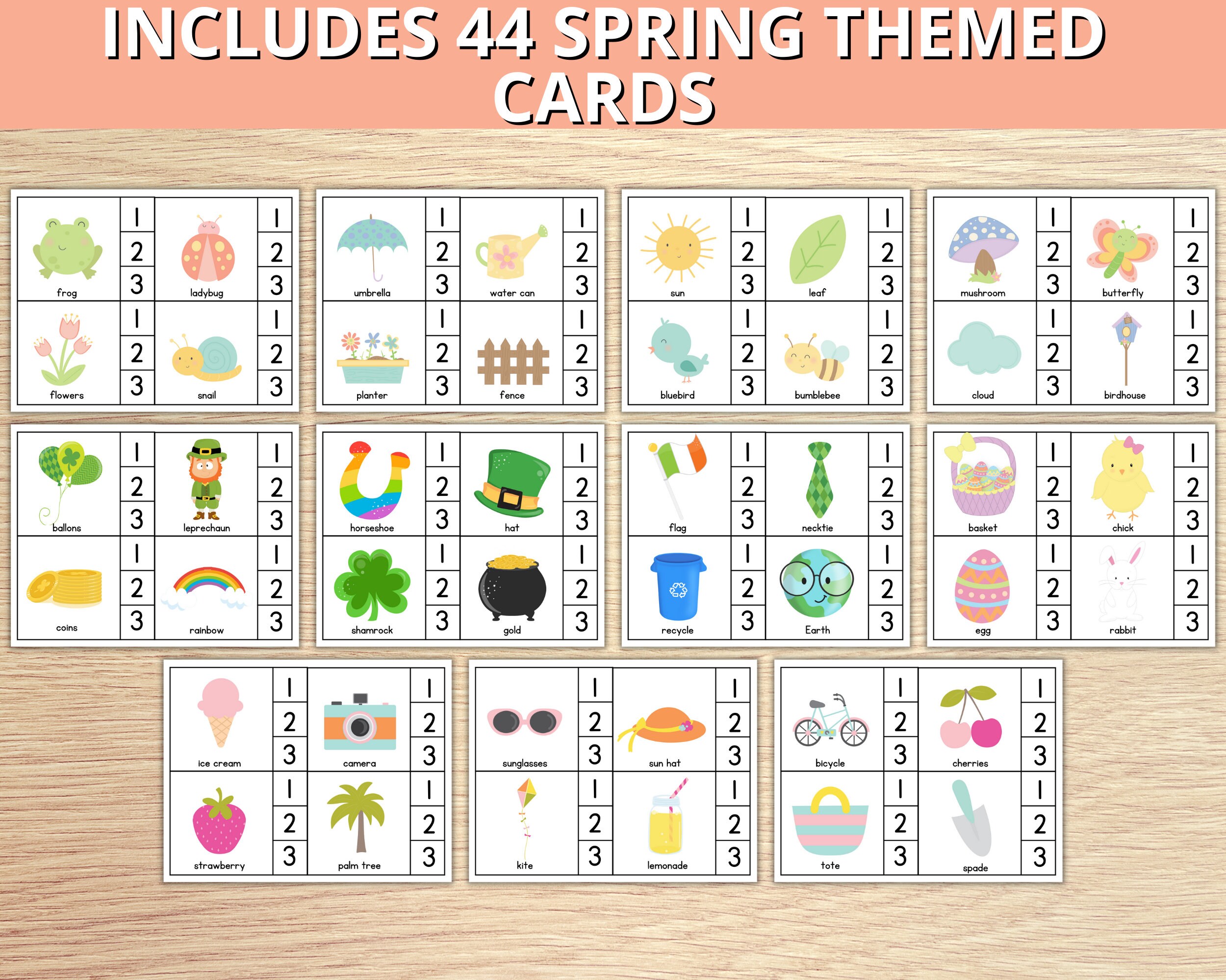 Spring Syllable Clip Cards, Printable Syllable Activity - Etsy