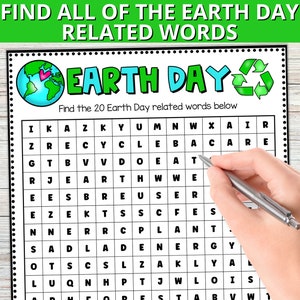 Earth Day Word Search, Earth Day Printable - Etsy