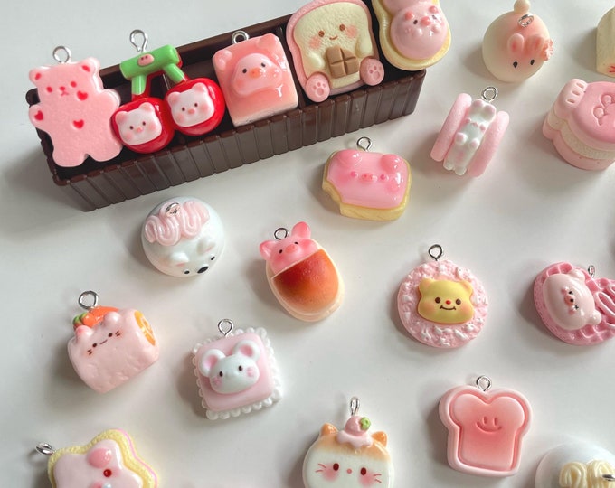 Miniature Food Charm,kawaii Cat Charm,pink Charm,cute Food Phone Charm ...