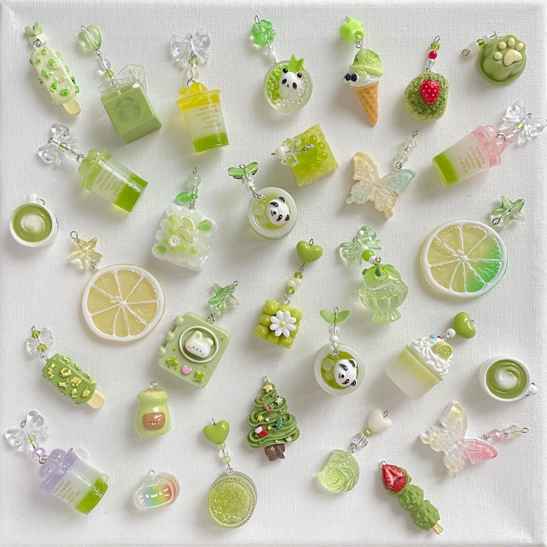 Cute Green Charm, Panda Phone Charm, Matcha Keychain, Drink Charm,lemon ...