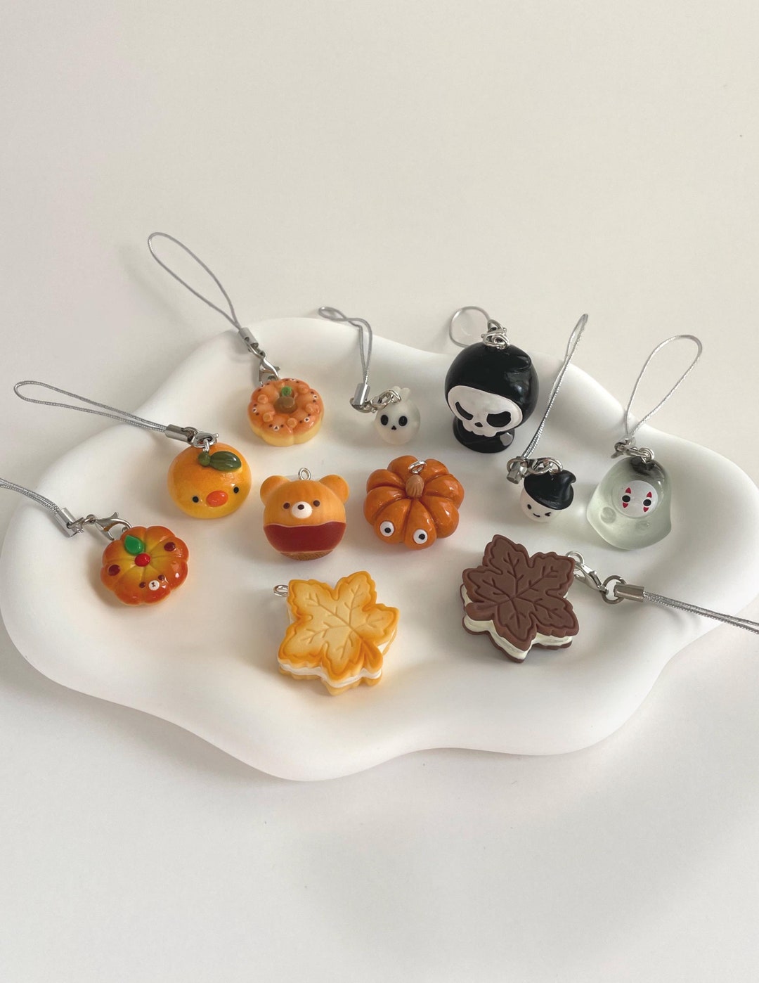 Autumn Pumpkin Keychain, Halloween Keychain, Maple Leaf Cookie Keychain ...