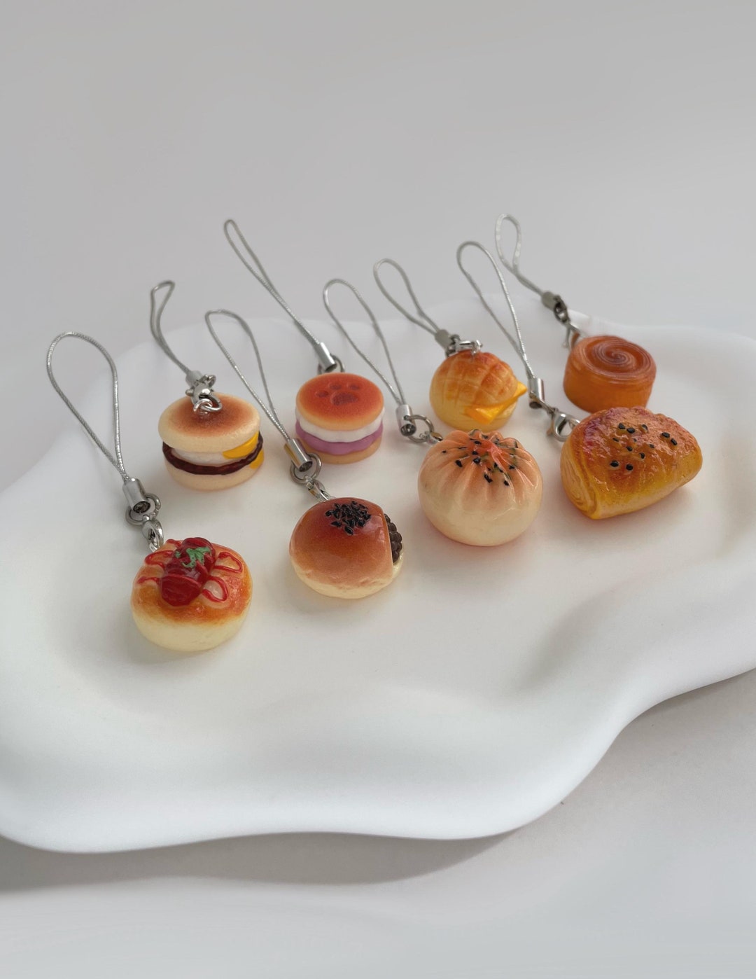 Miniature Food Charm,kawaii Dumpling Charm,pineapple Bun Keychain ...