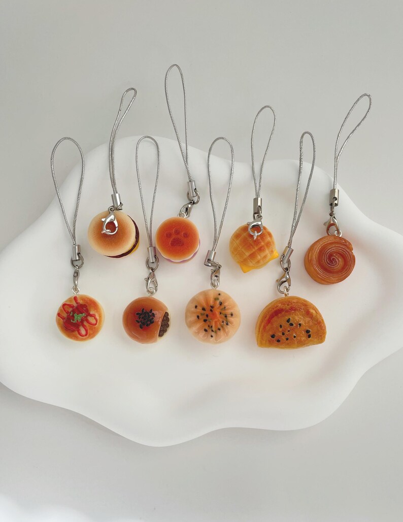 Miniature Food Charm,kawaii Dumpling Charm,pineapple Bun Keychain ...