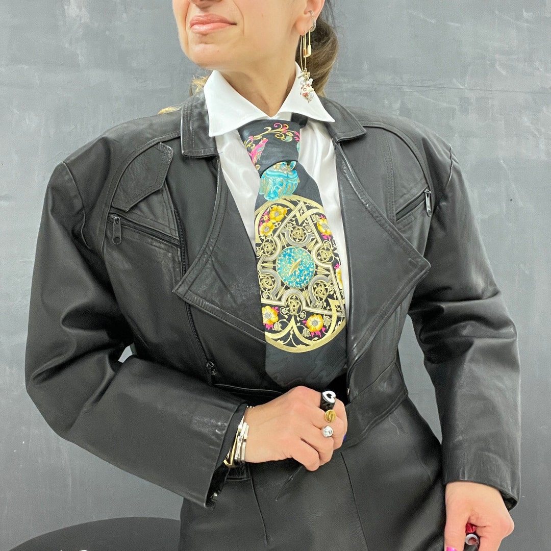 Vintage 90' LEONARD PARIS Silk Tie Striking Baroque Motif Precious ...
