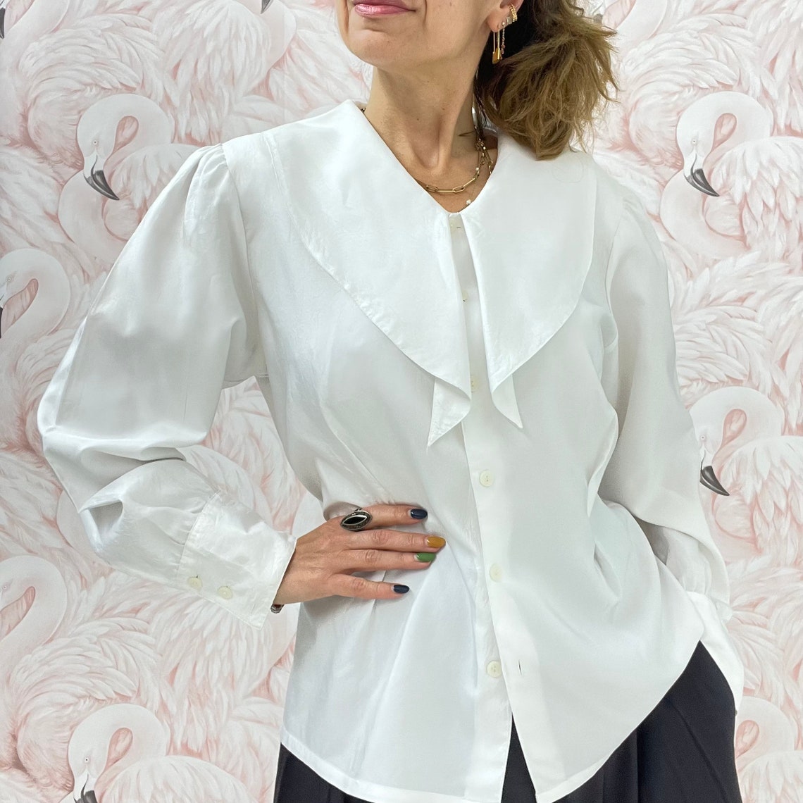 Vintage 90's STUDIO BORGELT Secretary Elegant Large Collar Uniform ...