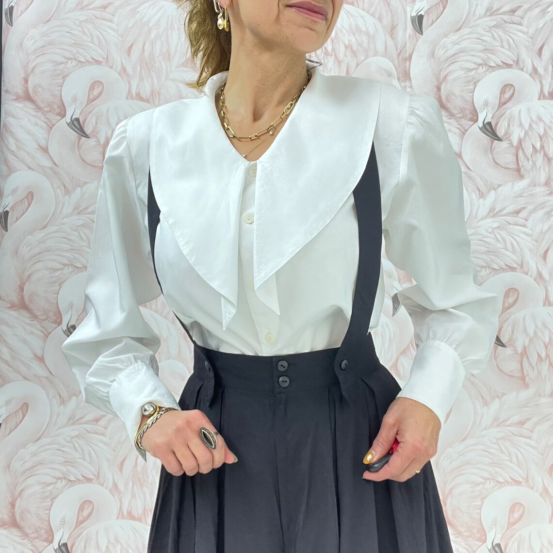 Vintage 90's STUDIO BORGELT Secretary Elegant Large Collar Uniform ...