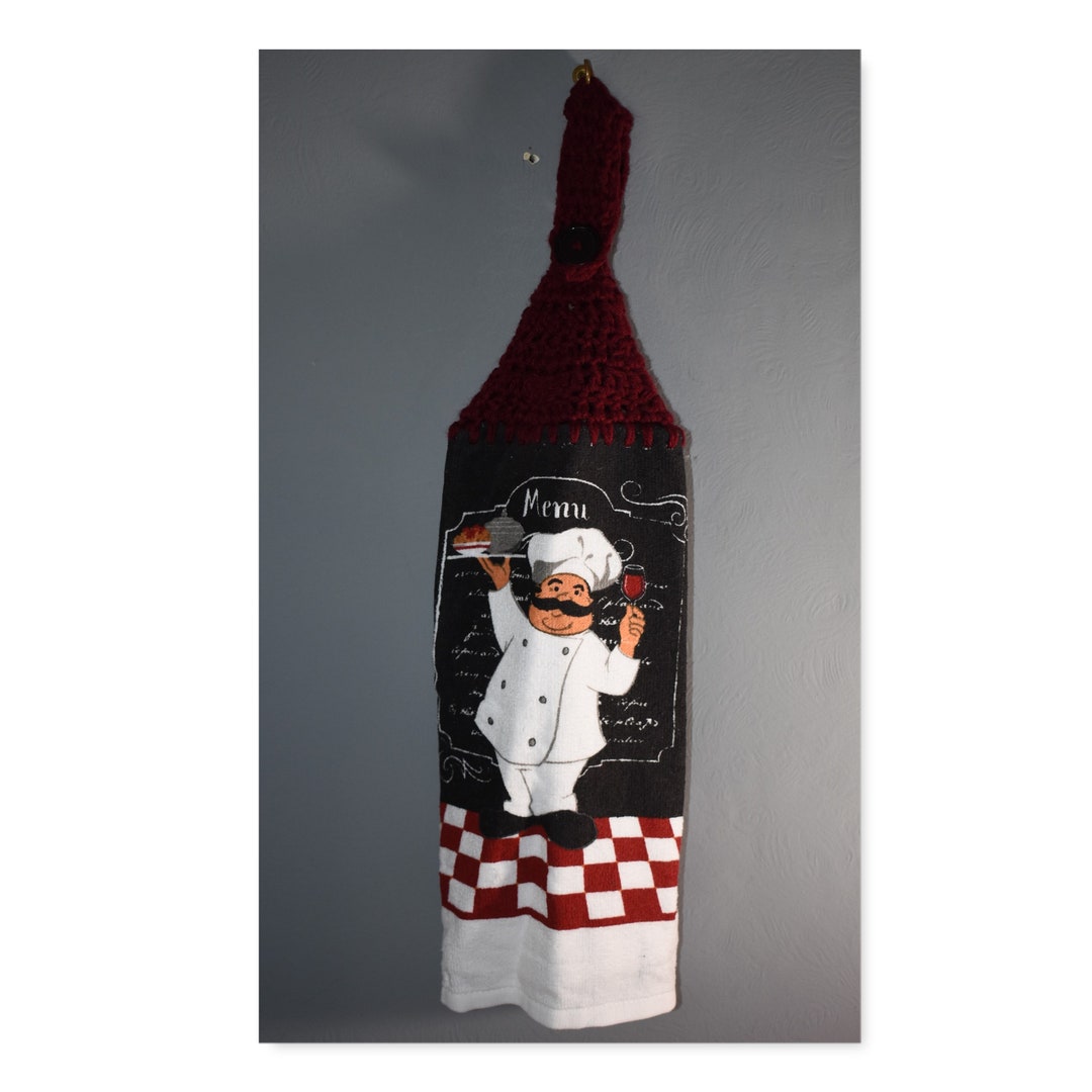 Italian Chef Hanging Kitchen Towel : Handmade Crochet Top on a Double ...
