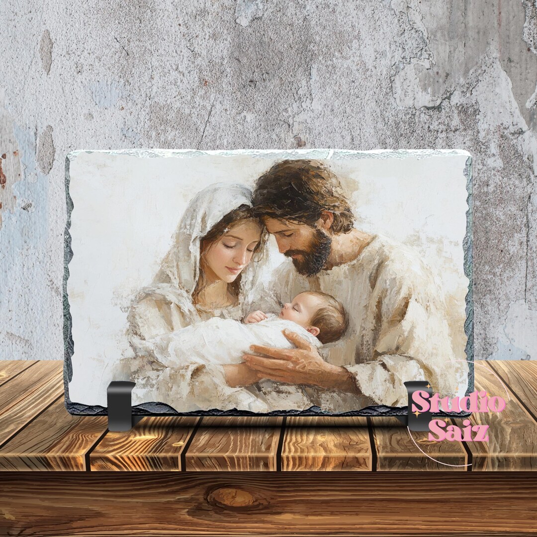 Slate Sublimation Design, Painting Nativity Scene Mary Joseph Jesus ...