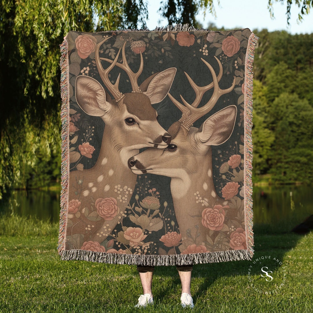 Enchanted Forest Deer Vintage Floral Wildlife Art Botanical Deer Love ...
