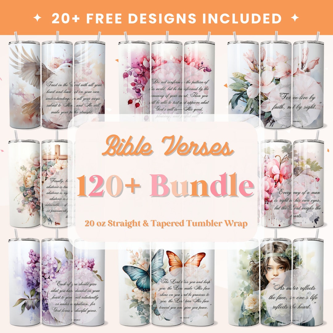 120+ Bible Verses Tumbler Bundle, 20oz Christian Bible Verses ...