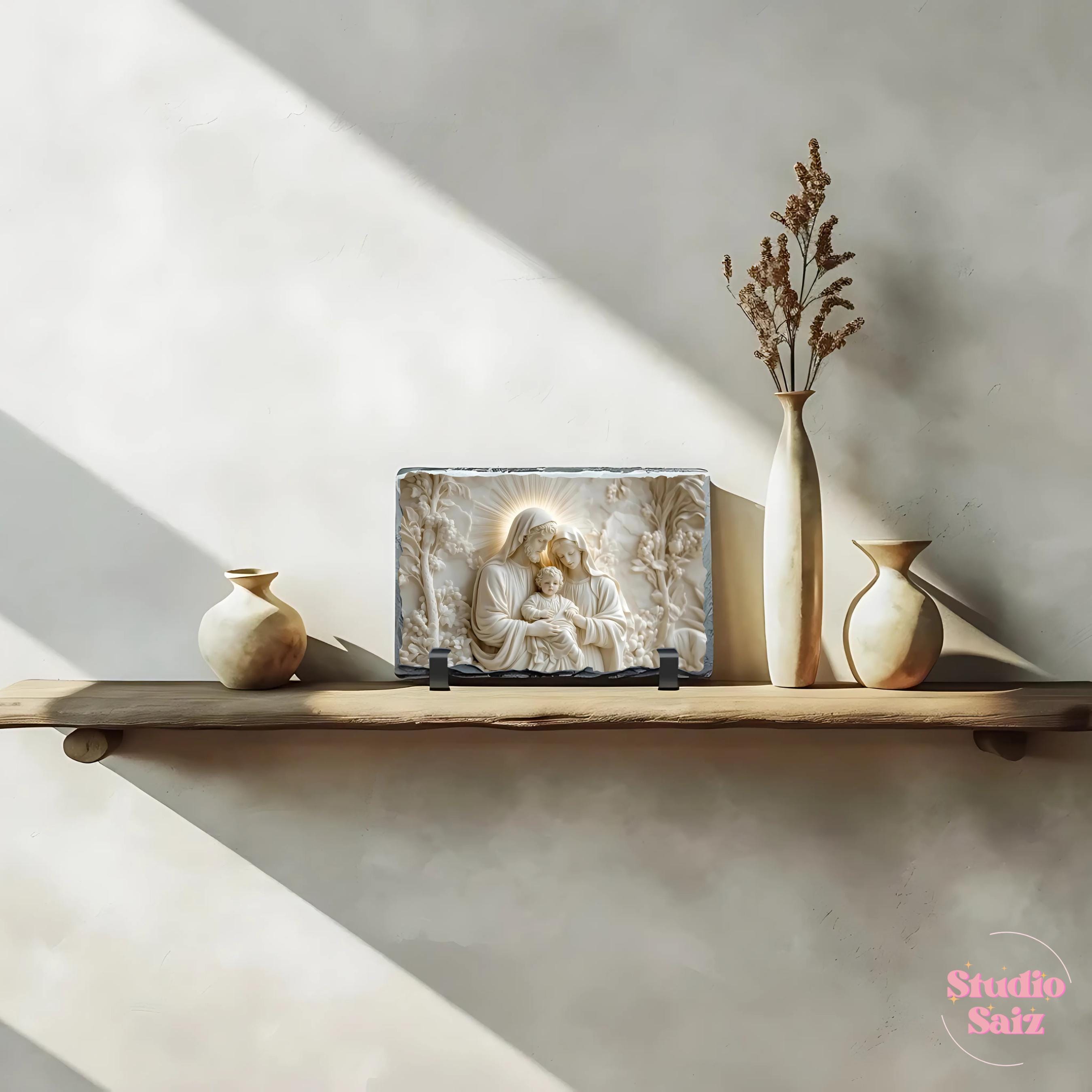 Slate Sublimation Design, 3D Nativity Scene Mary Joseph Jesus, Instant ...