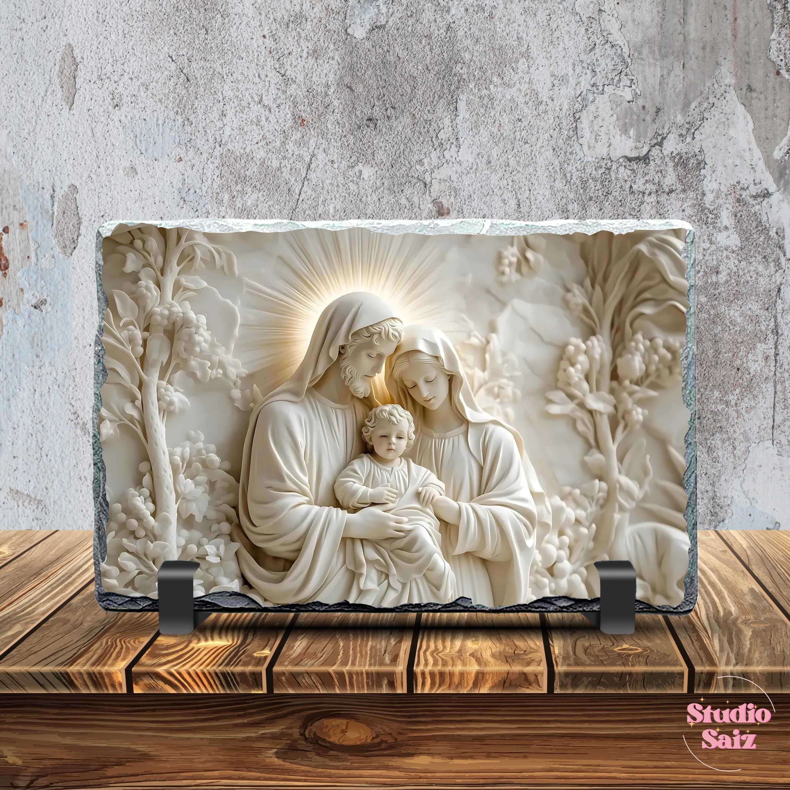 Slate Sublimation Design, 3D Nativity Scene Mary Joseph Jesus, Instant ...