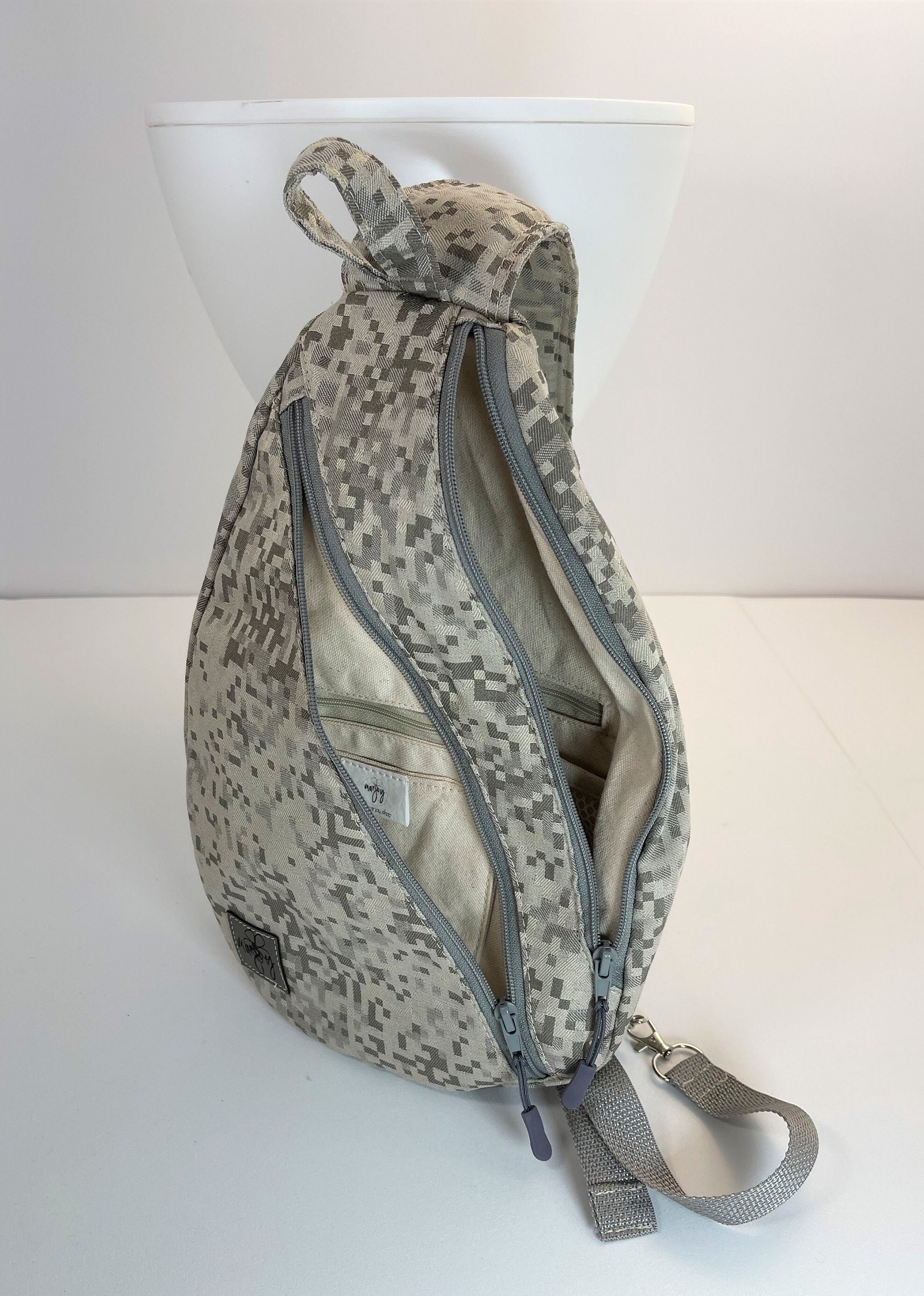 Teardrop Sling Bag Modern Camo-look Fabric Travel Bag Gift for Her ...