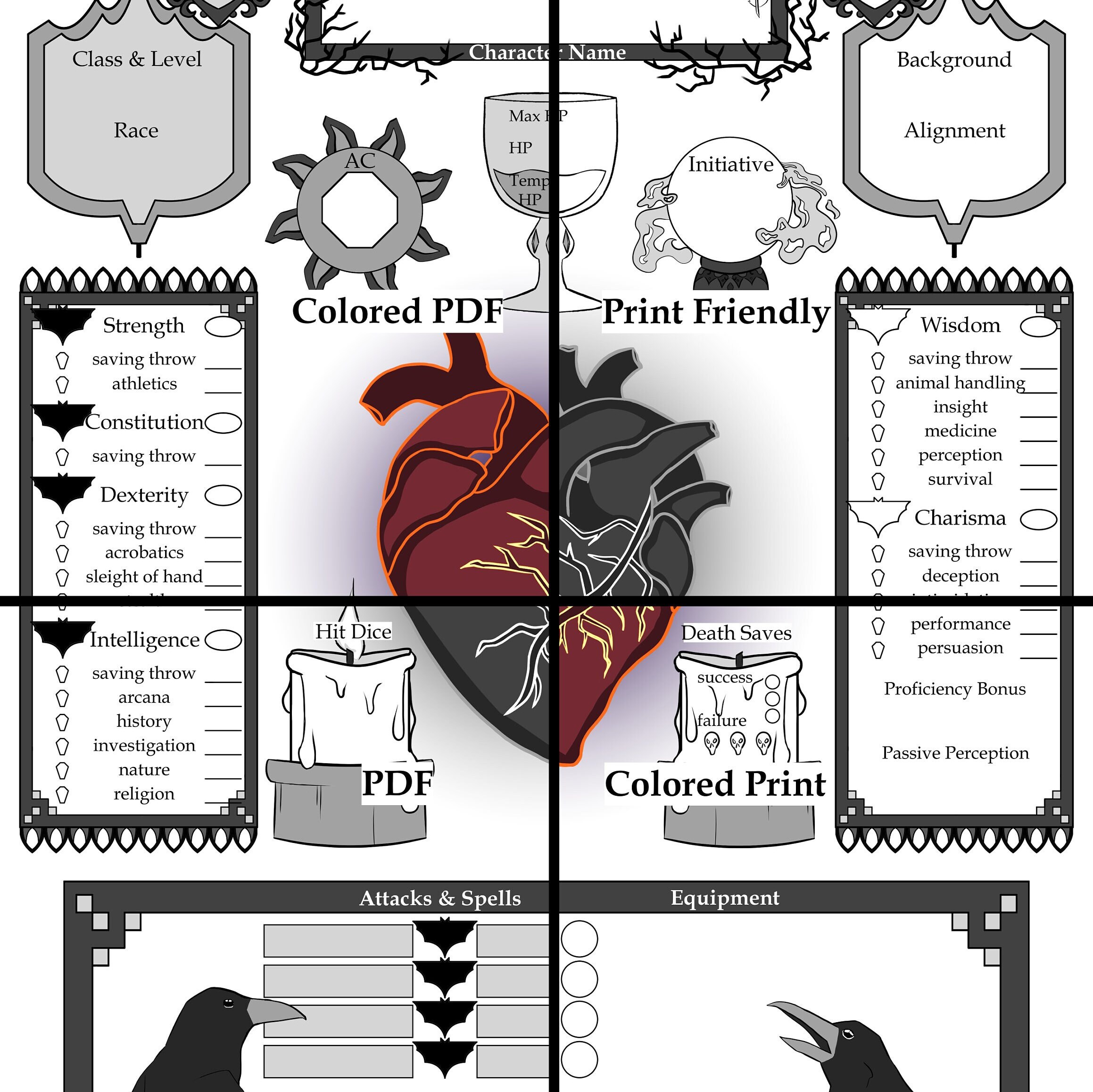 Night Creature | Cos Theme | 5e Character Sheet - Etsy
