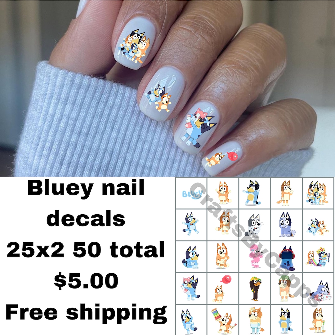 Bluey and Friends Nail Decals Set of 50 - Etsy
