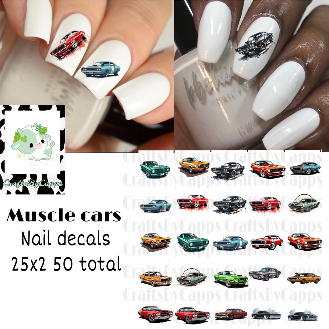 Muscle Car Nail Art Waterslide Decals Set of 50 +bonus & Instructions ...