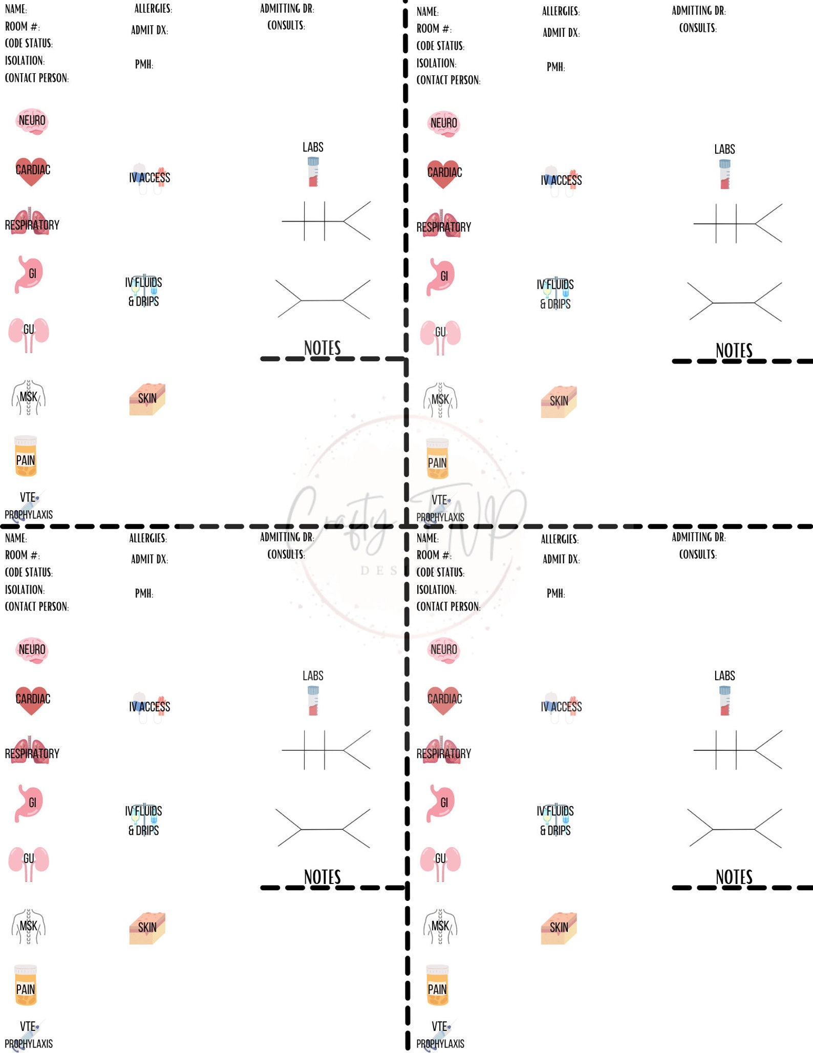4 Patient-nurse Report Sheet, Brain Sheet, Med Surg, RN, LVN - Etsy