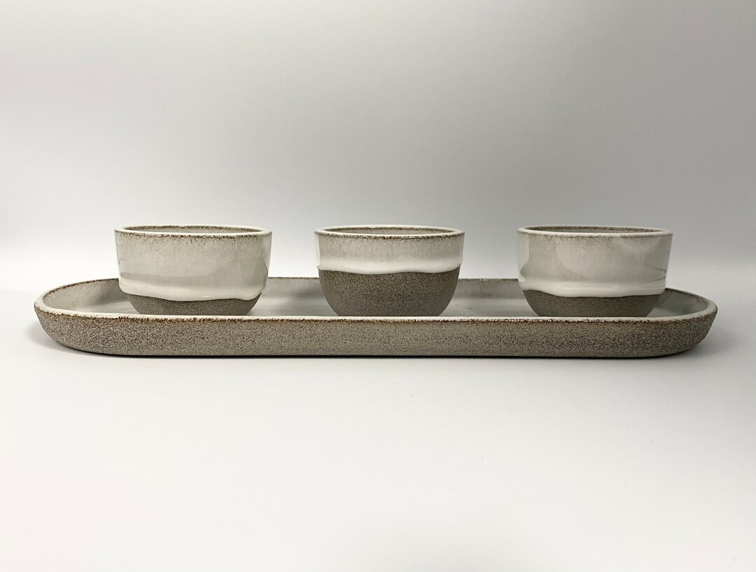 Ceramic Sushi Set // Bowl Set With Plate // Handmade // Gray - Etsy