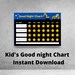Kid's Good Night Chart / Instant Download, Printable, Toddler Sleep ...