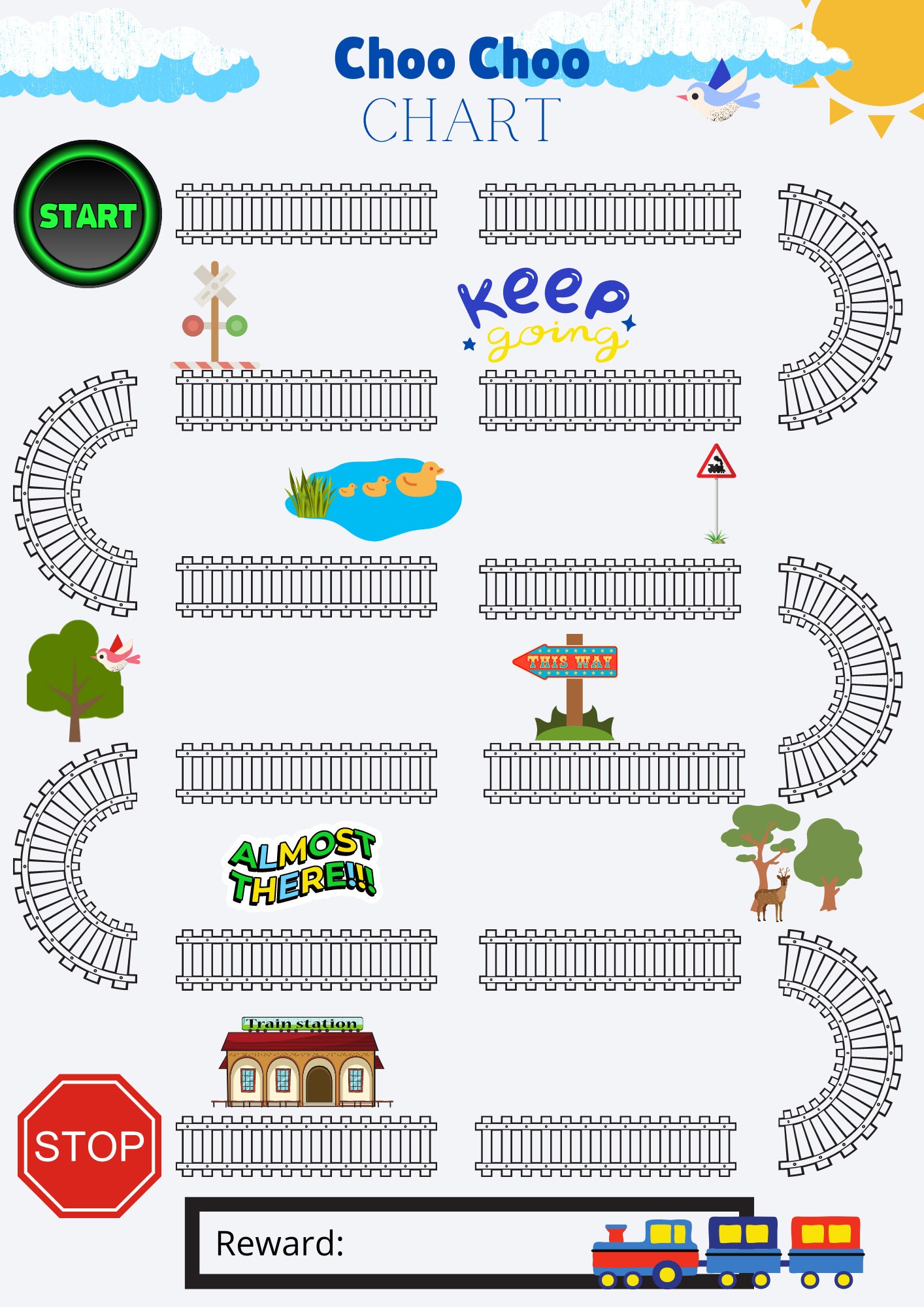 Children's Behavior Chart, Reward Chart, Instant Download, Train Reward ...