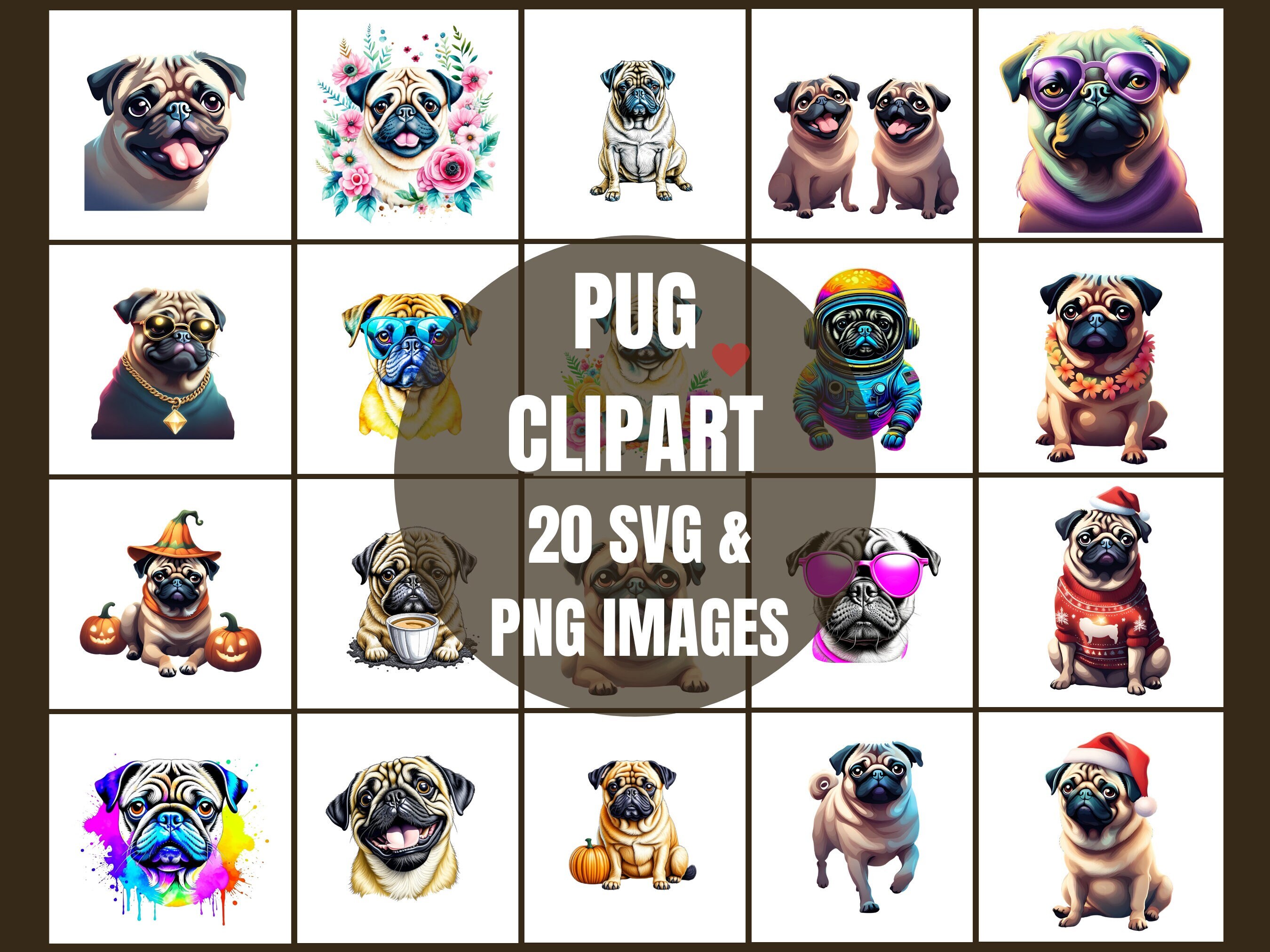 Pug Clipart, Pug Art, Dog Clipart Png, Dog Clipart, Pug Life SVG, Dog ...
