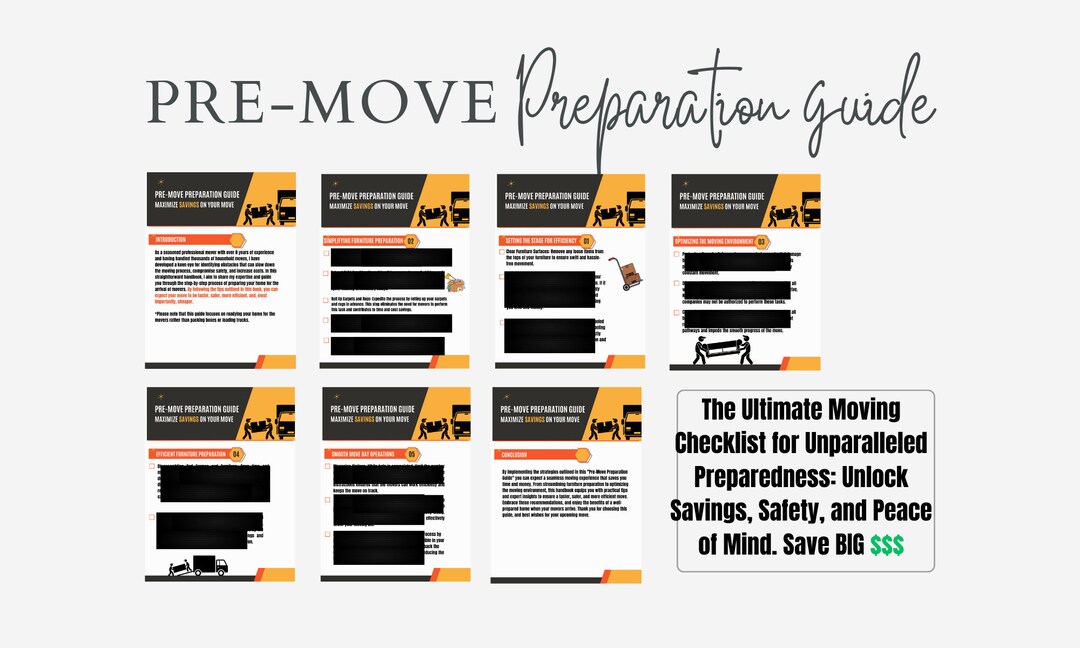 Pre Moving Guide List, Pre Moving Day Checklist, Moving Planner Pdf ...